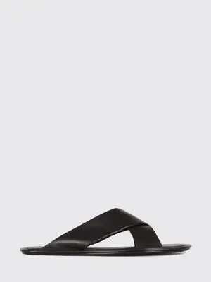 Saint Laurent Carlyle Smooth Calfskin Slide Sandals - Brown