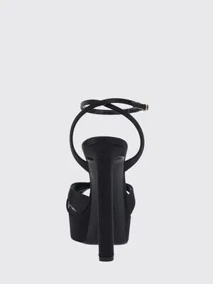 Saint Laurent Chandelle Satin Platform Sandals With High Square Heel