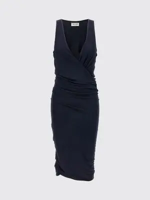 Saint Laurent Sleeveless Ruched Midi Dress - Blue