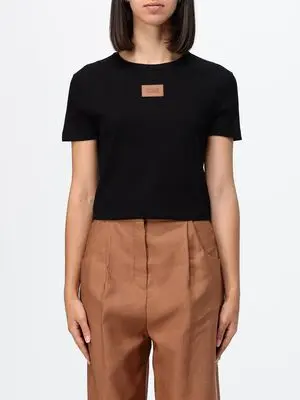 Fendi Slim Fit Cotton T-shirt With Contrast Logo - Black