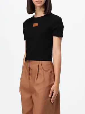 Fendi Slim Fit T-shirt With Contrast Logo Appliqu