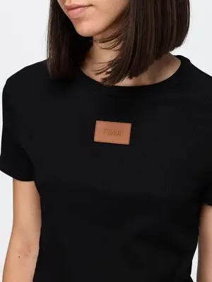 Fendi Slim Fit T-shirt With Contrast Logo Appliqu