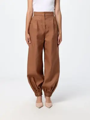 Fendi High-waisted Wide-leg Linen-cotton Blend Chino Pants - Beige