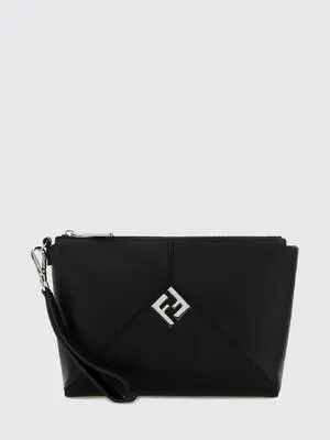 Fendi Lui Grained Calf Leather Clutch - Black