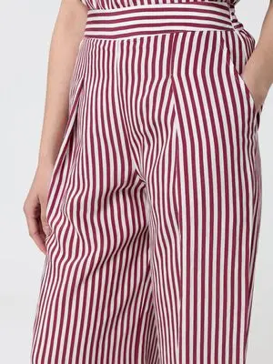 HANITA Striped Viscose Blend Palazzo Trousers - Red