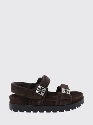 Tory Burch Mellow Suede Platform Sandals With Double T Logo - Brown