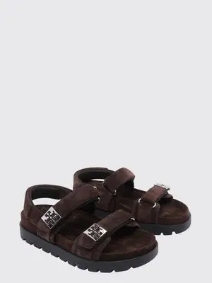 Tory Burch Mellow Suede Platform Sandals With Double T Logo