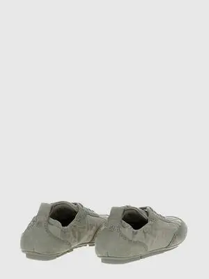 Fendi Fit Ff Jacquard Monogram Canvas And Suede Sneakers - Grey