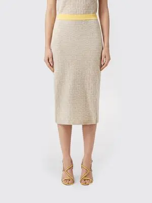 Fendi Ff Cotton Blend Skirt - Ecru