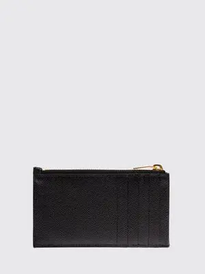 Saint Laurent Cassandre Grain De Poudre Leather Card Holder With Logo - Black