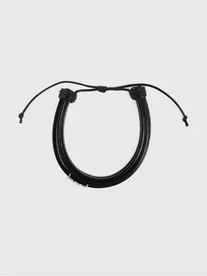 Saint Laurent Cassandre Leather And Brass Bracelet