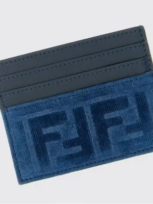 Fendi Ff Velvet And Leather Card Holder