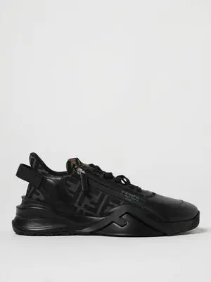 Fendi Flow Sneakers With Ff Jacquard Monogram And Leather - Black