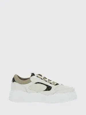 Fendi Force Leather And Mesh Ff Monogram Sneakers With Platform Sole - White