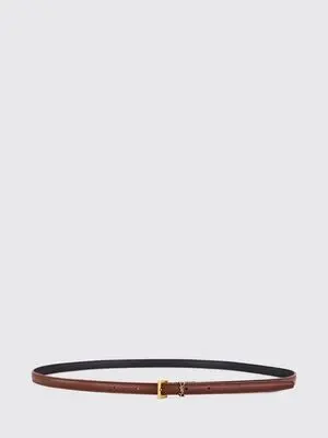 Saint Laurent Smooth Calfskin Leather Belt With Monogram Buckle - Brown
