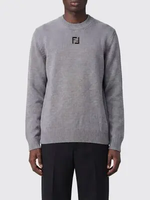 Fendi Ff Wool Crew-neck Sweater - Grey