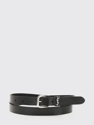 Saint Laurent Cassandre Leather Belt - Black