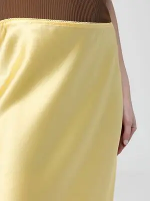 Saint Laurent Midi Skirt With Lace Inserts - Yellow