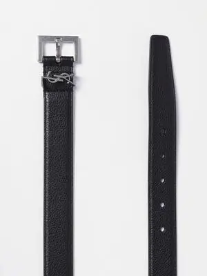 Saint Laurent Monogram Grained Leather Belt - Black
