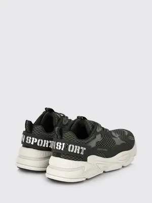 PLEIN SPORT Track-king Leather And Mesh Sneakers - Green