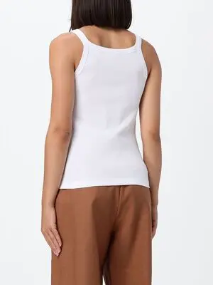 Fendi Slim Fit Cotton Top With Shoulder Straps And Applied Logo