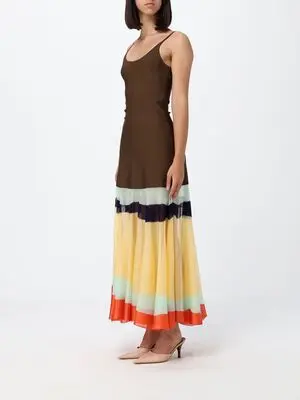 Fendi Off-the-shoulder Striped Viscose-blend Midi Dress