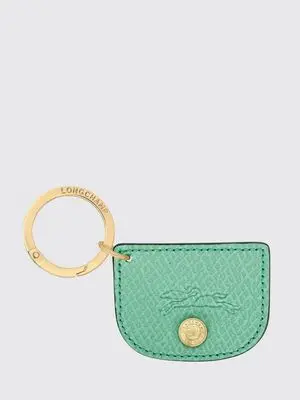 Longchamp Grained Leather Keyring With Embossed Logo - Mint