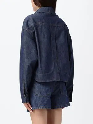 Fendi Cropped Denim Jacket With Embossed Logo