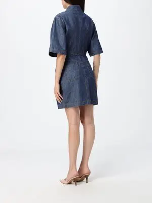 Fendi Slim Fit Cotton Denim Mini Shirtdress