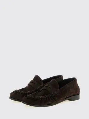Saint Laurent Le Loafer Suede Penny Loafers With Monogram - Brown