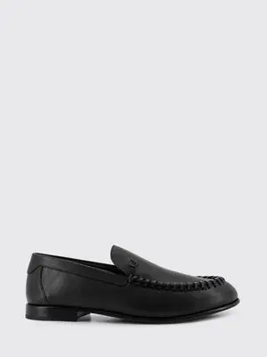 Fendi Leather Loafers With Stitching - Black