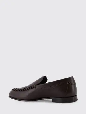 Fendi Leather Loafers With Stitching - Brown