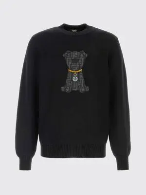 Fendi Virgin Wool Crewneck Sweater With All-over Ff Monogram Embroidery