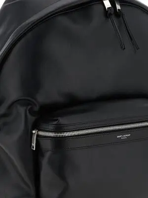 Saint Laurent City Backpack In Smooth Calfskin With Laminated Logo