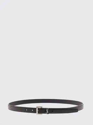 Saint Laurent Monogrammed Leather Belt - Black