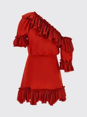Saint Laurent Silk One-shoulder Dress With Ruffles