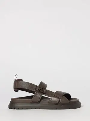 Fendi Selleria Hammered Leather Sandal - Dark