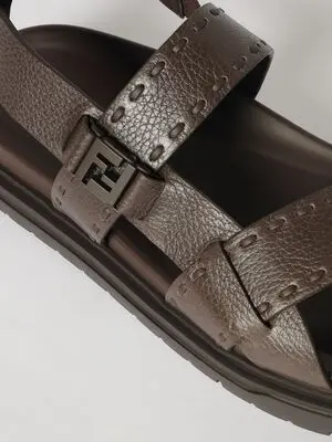 Fendi Selleria Hammered Leather Sandal