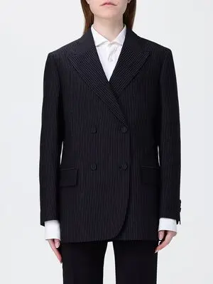 Fendi Pinstripe Wool Blend Double-breasted Blazer - Blue