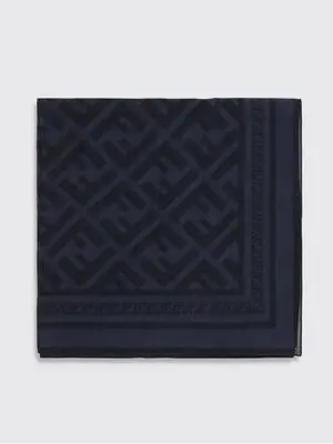 Fendi Ff Wool And Silk Scarf - Blue