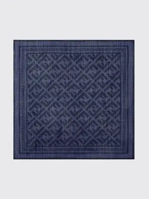 Fendi Ff Wool And Silk Scarf - Blue