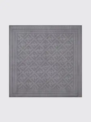 Fendi Ff Wool And Silk Scarf - Grey