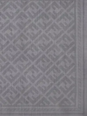 Fendi Ff Wool And Silk Scarf - Grey