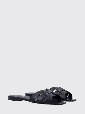 Saint Laurent Tribute Mules Square Toe Low Heel - Black