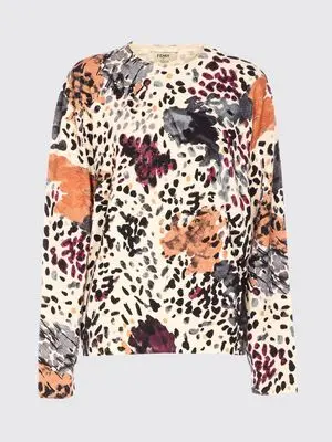 Fendi Abstract Pattern Wool And Cashmere Blend Crewneck Sweater