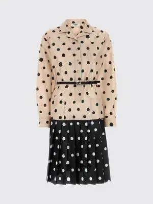Fendi Silk Polka Dot Midi Dress With Belt