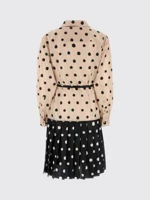 Fendi Silk Polka Dot Midi Dress With Belt