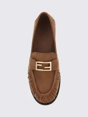 Fendi Suede Loafers With Baguette Logo Detail - Brown