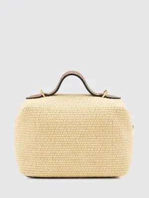 Longchamp Le Pliage Mini Raffia Handbag With Leather Handle