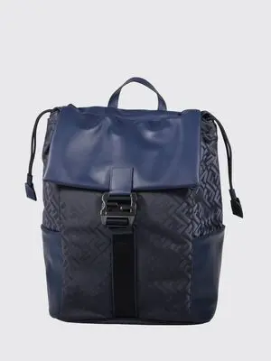 Fendi Flux Ff Jacquard Nylon Backpack With Leather Details - Blue